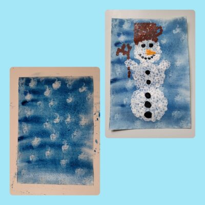 Q-TIP SNOWMAN PAINTING – CRAFT WITH KAT