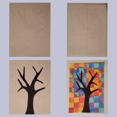 HOW TO DRAW WARM AND COOL COLOUR DRAWING OF A TREE – CRAFT WITH KAT